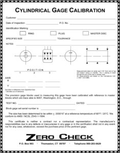 Gage Calibration - Zero Check